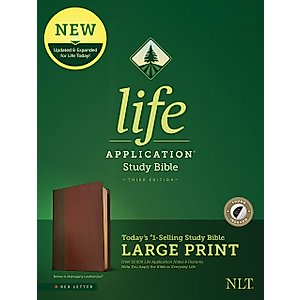 Tyndale NLT Life Application Study Bible, Third Edition, Large Print (LeatherLike, Brown/Mahogany, Indexed, Red Letter) – New Living Translation Bible, Large Print Study Bible for Enhanced Readability