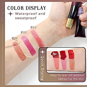 HOSAILY 3 Colors Peel Off Lip Stain Lip Tint, Tattoo Magic Color Matte Nude Natural Lip Gloss, Waterproof Long Lasting Nonstick Cup Liquid Lipstick Makeup Set for Women and Girls (Set A)