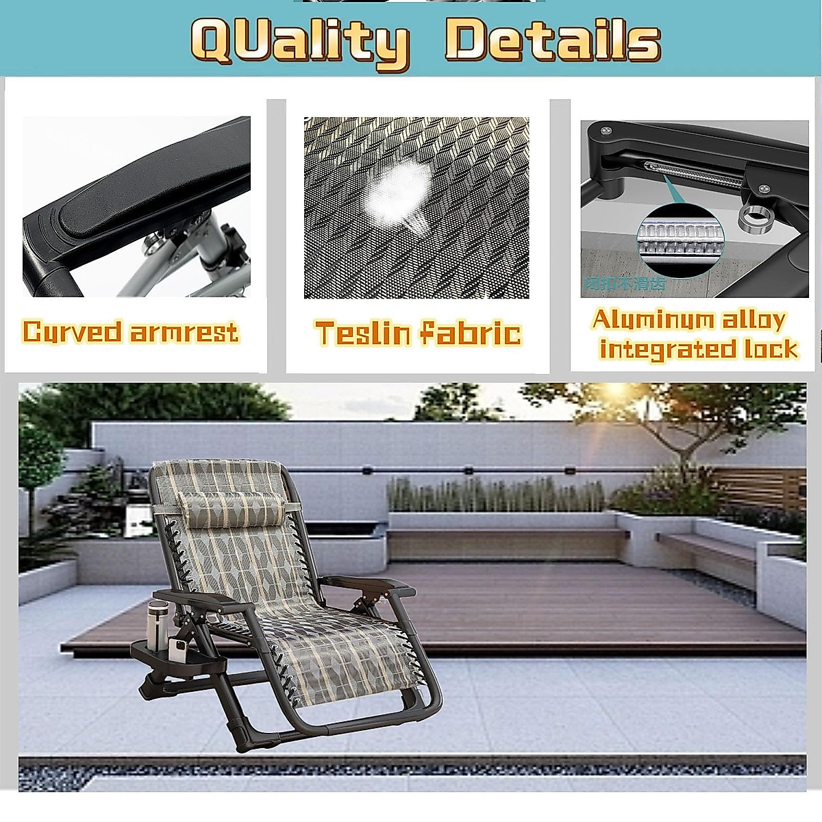 Zero Gravity Chair, Gaming Chairs & Recliner Patio Chairs &Beach Chairs for Adults，Camping Folding Chair with Cup Holder, Blanket, Pillow (Size : 1)