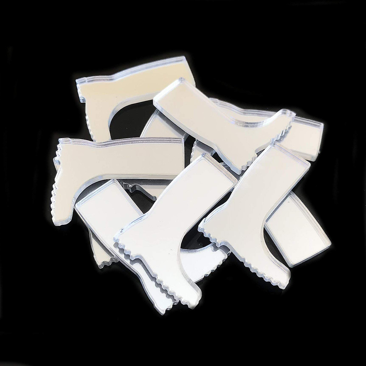 Super Cool Creations Wellington Boot Shaped Crafting Mirrors, Set of 10, Many Colours, Shatterproof Acrylic, Graphite, Pack of 10 x 10cm