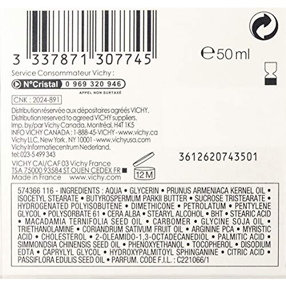 Vichy Nutrilogie 2 Intense Moisturizer for Very Dry Skin, 24-Hour Hydration Daily Face Cream to Strengthen and Soothe Skin, Non-Greasy Finish, 1.69 Fl Oz (Pack of 1)