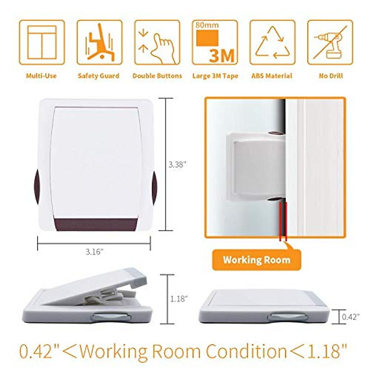 Child Proof Window Sliding Door Lock 2 Grey Packs (Suit for Working Space Over 0.42in and Under 1.18in) Security Your Baby Safe and Protect Kid outof Dangerous at Home (2, Grey)