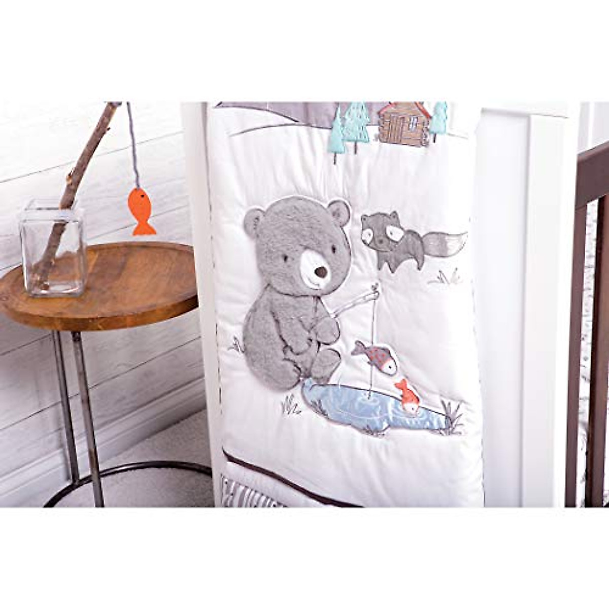 Trend Lab Gone Fishing 3 Piece Crib Bedding Set, Gender-Neutral Color Palette, Includes Quilt, Fitted Crib Sheet and Skirt