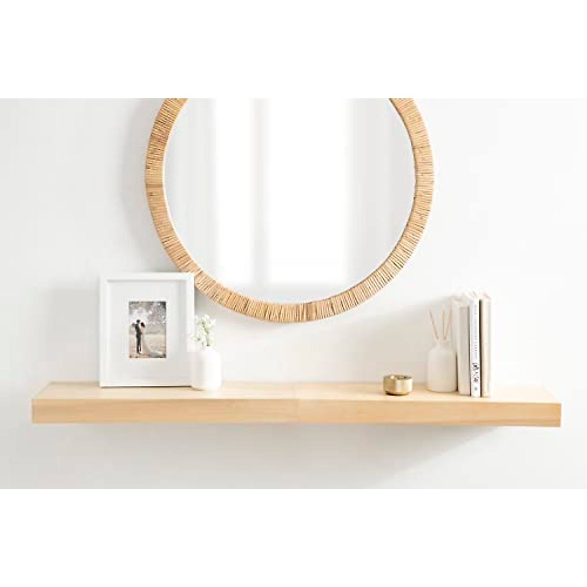 Kate and Laurel Havlock Modern Floating, Mid-Century Bathroom and Kitchen Shelves for Storage and Display, Set of, 2 Piece 24 x 8, Natural Wood