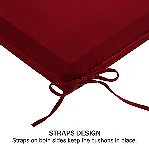 downluxe Outdoor Chair Cushions, Waterproof Square Corner Memory Foam Seat Cushions with Ties for Garden Patio Funiture, 18.5" x 16" x 3", Burgundy, 4 Pack