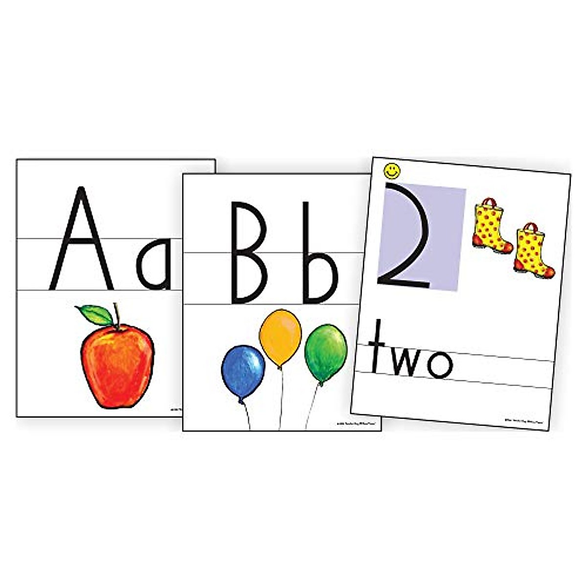 Learning Without Tears Color Print & Number Wall Cards- Handwriting Without Tears®- K–2, Alphabet Letter and Number Model, Double Lines- for School and Home Use