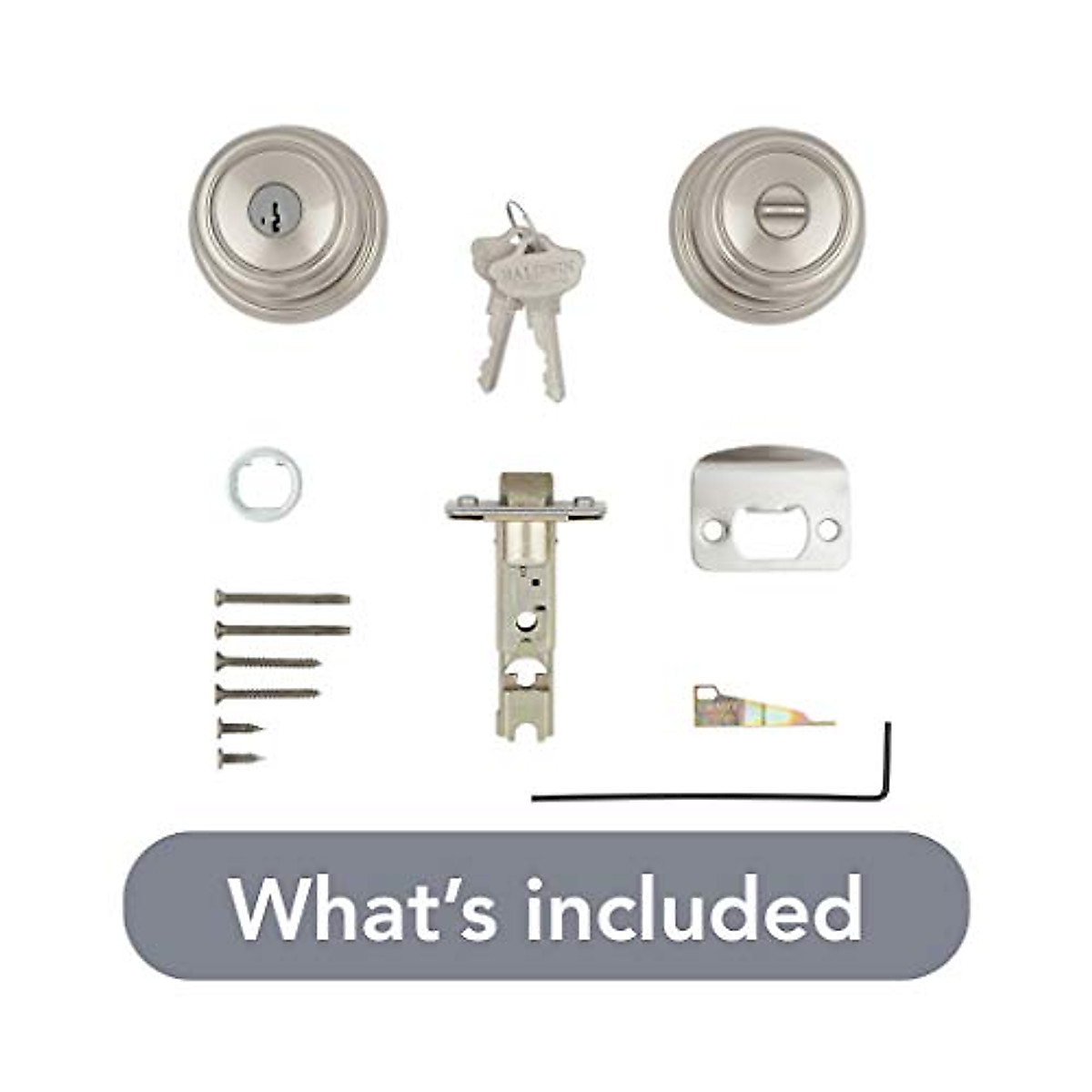Baldwin Alcott, Entry Door Knob Handle with Keyed Lock Featuring SmartKey Re-key Technology and Microban Protection, in Satin Nickel