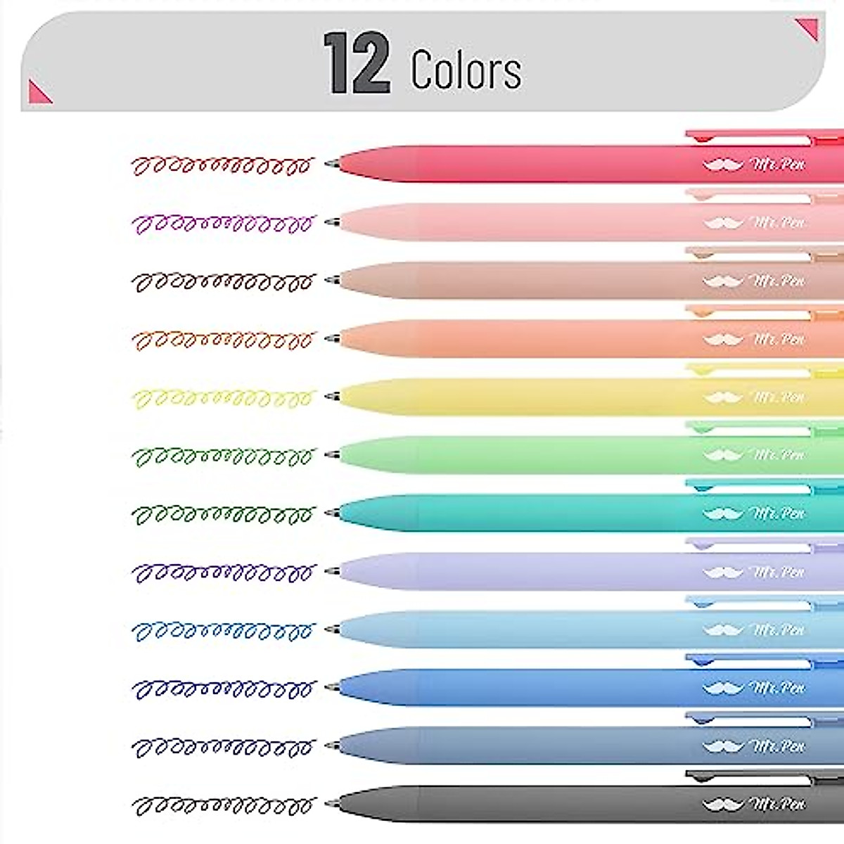 Mr. Pen- Retractable Gel Pens, 12 Pack, Fast Dry, Gel Pens Fine Point 0.7mm, Retractable Pens, Cute Pens, Gel Ink Pens, Aesthetic Pens for Journaling, Fine Tip Pens