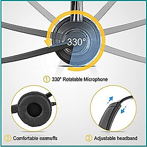 Polycom Phone Headset Noise Cancelling Mic RJ9 U10P Bottom Cable Compatible with Polycom VVX, Shoretel, Nortel (Avaya) Phones