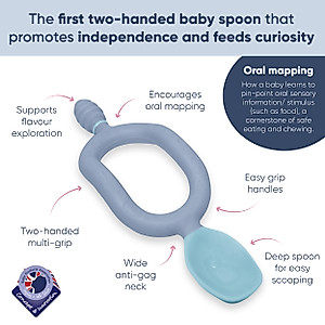 Bibado Dippit- Baby Led Weaning Spoon, BPA Free Baby Spoons Self Feeding 6 Months & Up, 2 Handed Baby Spoon with Loop Handle, Use as Toddler & Baby Training Spoon, Baby Led Weaning Supplies, 2 Pack