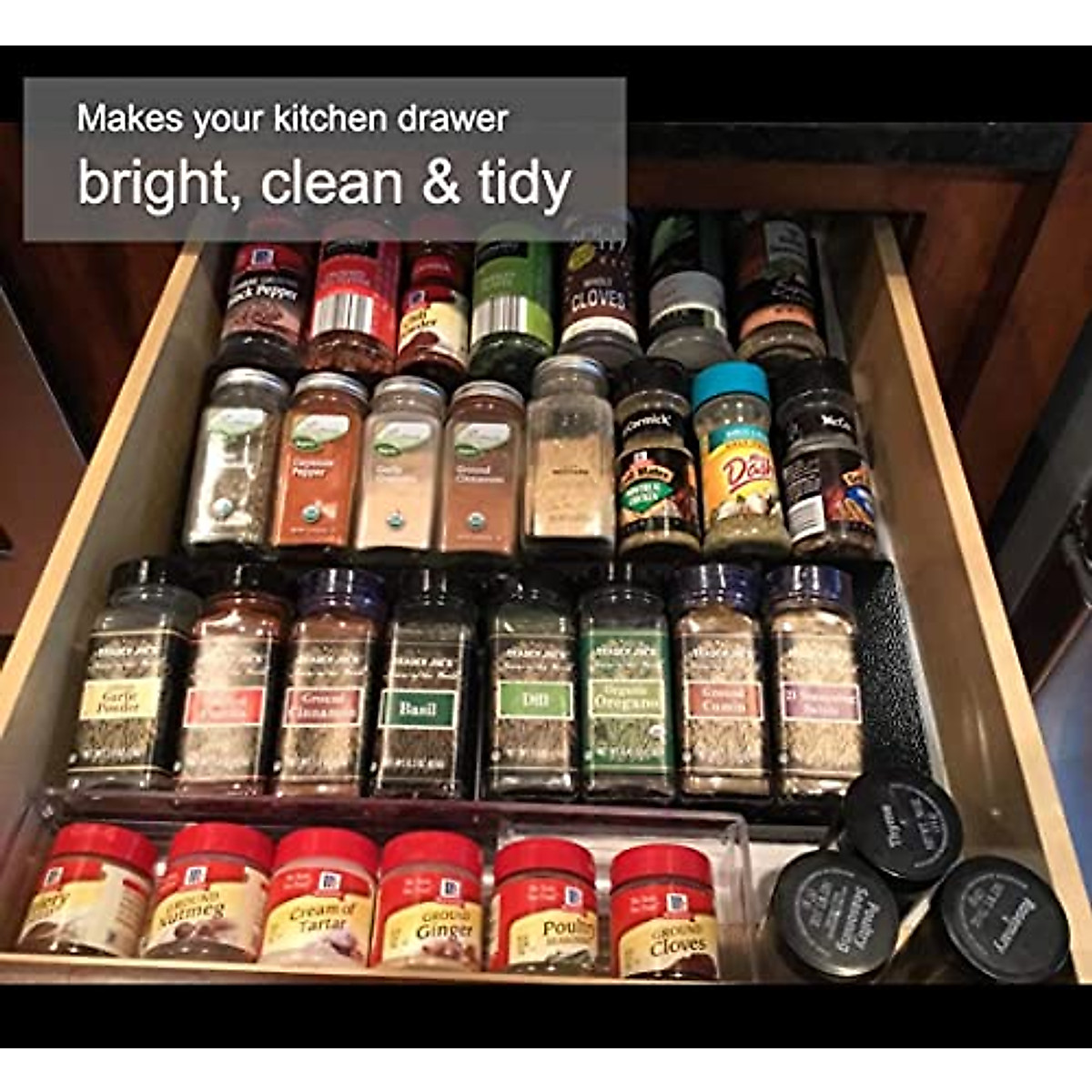 Artibear Expandable Spice Rack Drawer Organizer for 8" to 16" Kitchen Cabinets Drawer Tray, Set of 6