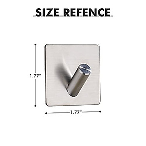 Hindfen Hooks Heavy Duty Adhesive Hooks Towel Hook Waterproof Stainless Steel Hooks for Bathroom Kitchen Bedroom (Silver2)