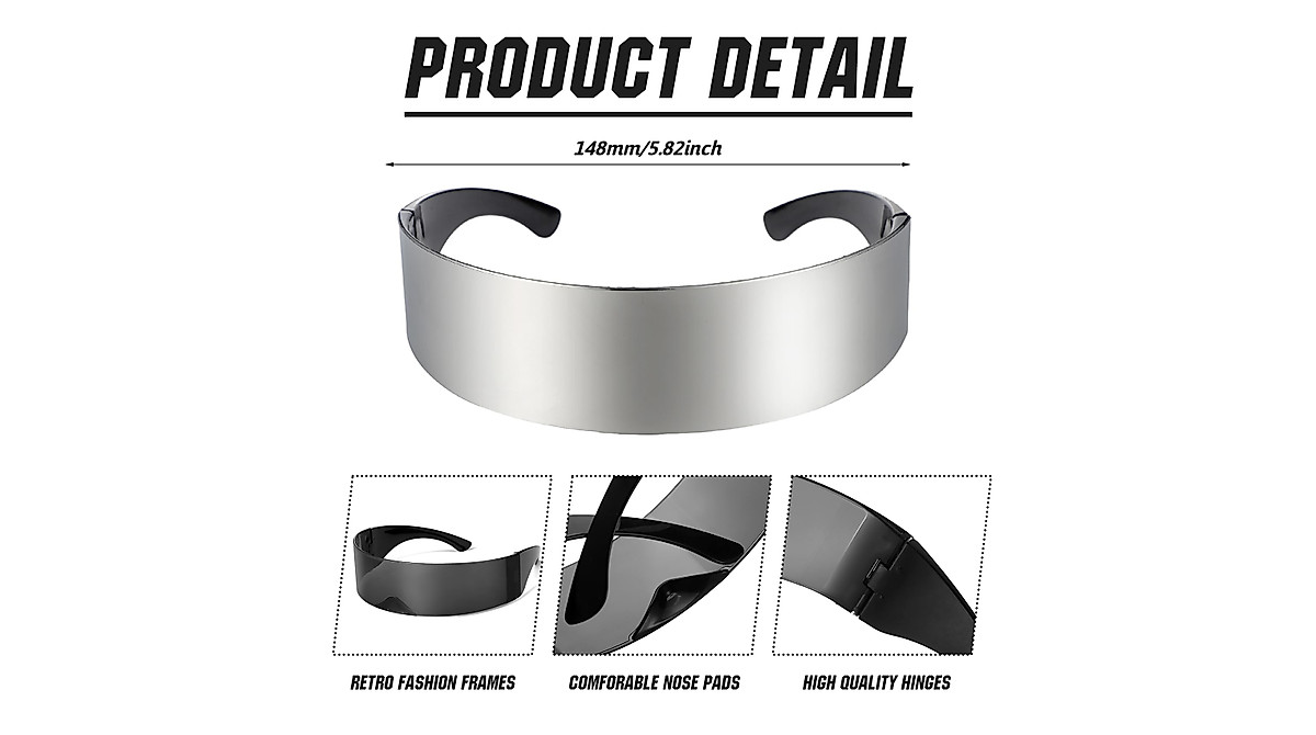 Copkim Futuristic Cyber Visor Sunglasses - 12 Pairs