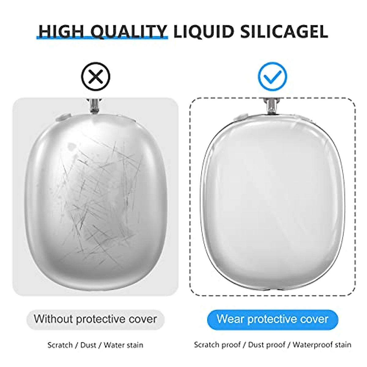 Clear AirPods Max Case,Soft TPU Case for Apple AirPods Max Skin Anti-Scratch Accessories,No Yellowing Transparent Airpods Max Case Cover(Clear)