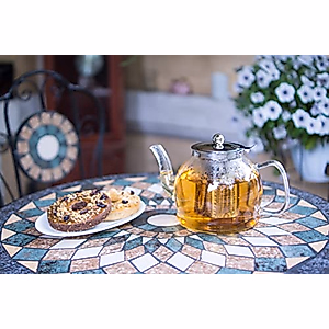 Aserson 1200 ml/40 oz Glass Teapot, Heat Resistant, Stainless Steel Infuser, Handmade, Leaf Tea Brewer, Borosilicate Glass, Stovetop Teapot and Microwave Safe