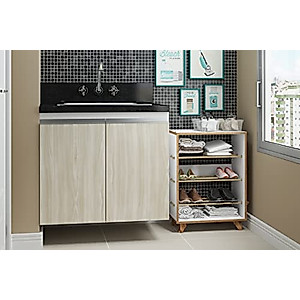 Be Home Furniture│CORDEL Shoe Rack │Home Décor, Shoe Storage, Shoe Organizer for Entryway & Living Room│White - 21.34" W