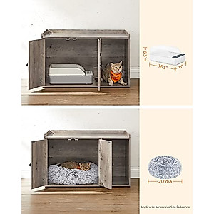 Feandrea Litter Box Enclosure, Cat Litter Box Furniture Hidden, with Front Entry, Modern Cat House for Indoor Cat, Kitty, Side End Table, 32.4 x 20.9 x 19.7 Inches, Greige UPCL001G01