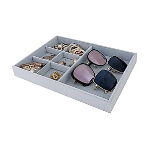 Svea Display Grey Velvet Stackable Organizer Premium Quality Stackable Tray (6 Grid Flat)