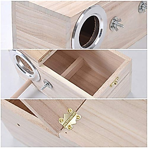 Parakeet Nesting Box, Bird House Budgie Wood Bird Breeding Nest Parrot Mating Box Cage with Feeding Spoon for Finch Lovebirds Cockatiel Budgie Conure Parrot