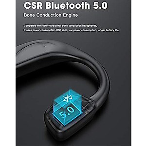 YODZ Bone Conduction Headphones, TWS True Wireless Bluetooth 5.0 Sport Waterproof Earphones Headset, with Mic, for Running, Driving, Cycling,Red