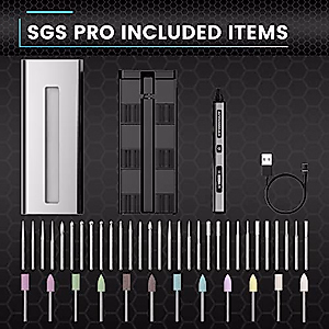 ARROWMAX Electric Engraving Pen, Polishing Pen with 42 Bits, Aluminum Case, Smart Motion Control, OLED, Bluetooth, APP, Wireless Magnetic Charge, for Jewelry, Wood, Glass, Stone, Carving (SGS PRO)