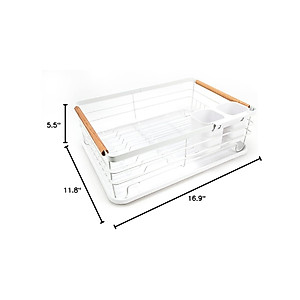 Dish Drying Rack, Space-Saving Kitchen Dish Rack, Rustproof Dish Racks for Kitchen Counter with Cutlery Holder, Drying Rack for Dishes, Knives, Spoons, and Forks