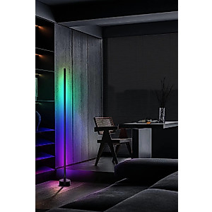Skenia LED Corner Floor Lamp, RGB+Warm White Corner Lamps Floor Lamps, 16 Millions Color Changing Ambient Corner LED Light with Music Sync, Smart App and Voice Control Compatible with Alexa Mood Light
