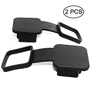 FineGood 2 Pack Rubber Trailer Hitch Covers, Fit for 2 Inches Receiver Tubes Durable Anti-Loss Trailer Hitch Plug Caps-Black