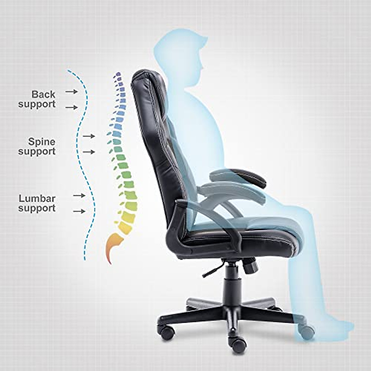 T-THREE.Gaming Chair Office Chair Computer Chair Video Gaming Chair with Lumbar and Back Support, Racing Style PU Leather, Height Adjustable, 360° Swivel with Adults, Women, Men,Teens and Kids Black