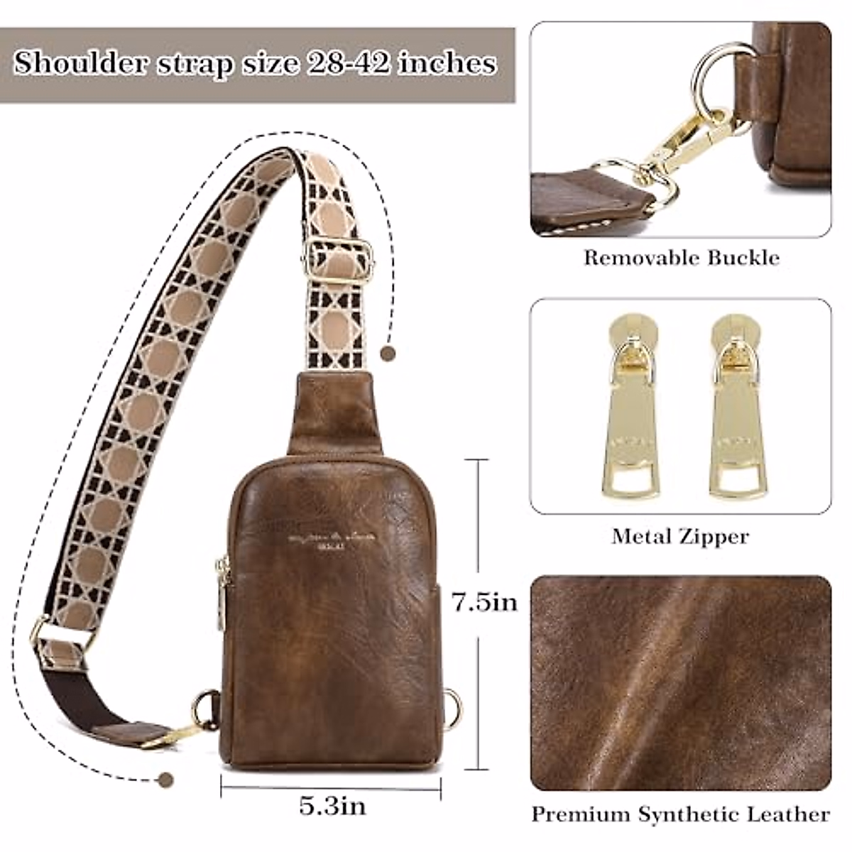 INICAT Travel Small Sling Bag Crossbody Bags Gifts for Women(Brown J)