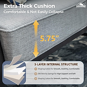 SUNSHINE VALLEY Metal Patio Furniture Sofa with 5.75" Extra Thick Waterproof Cushion, 3-Seater Deep Seating & High-Back Outdoor Couch All Weather Outdoor Seating for Backyard Deck Front Porch, Gray