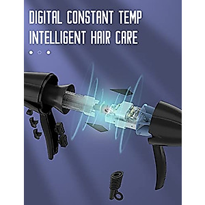 Hair Dryer Blow Dryer with Diffuser Brush Comb Attachments Powerful AC Motor for 3c Thick Hair Curly Women Professional Salon Best Hair Dryer(Black)