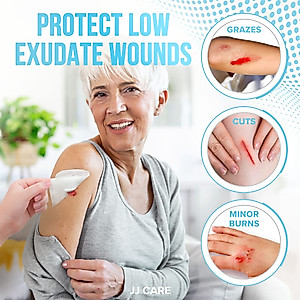 JJ CARE Adhesive Island Dressing [Pack of 100], 3x4 Sterile Bordered Gauze Dressing, Individually Wrapped Island Wound Dressing with Highly Absorbent Non-Stick Center Pad