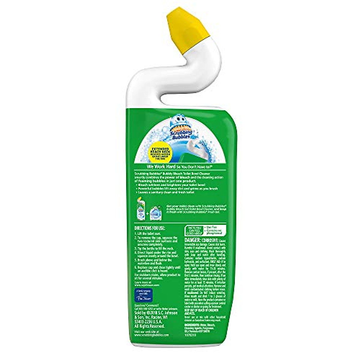 Scrubbing Bubbles Bubbly Bleach Gel Toilet Bowl Cleaner, Extended Neck to ensure Freshness, Rainshower Scent, 24 oz