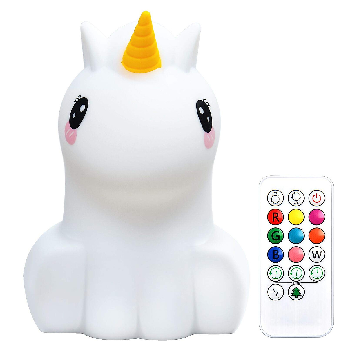 Yuede Night Lights for Kids Room, LED USB Rechargeable Silicone Night Lights with Touch Sensor and Remote Control -9 Color Changing Glow Soft Gifts for Baby (Cute Animal)