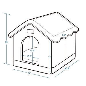 Jiupety Cozy Pet Bed House, Indoor/Outdoor Pet House, 2XL Size for Large Dog, Warm Cave Sleeping Nest Bed for Cats and Dogs, Gray