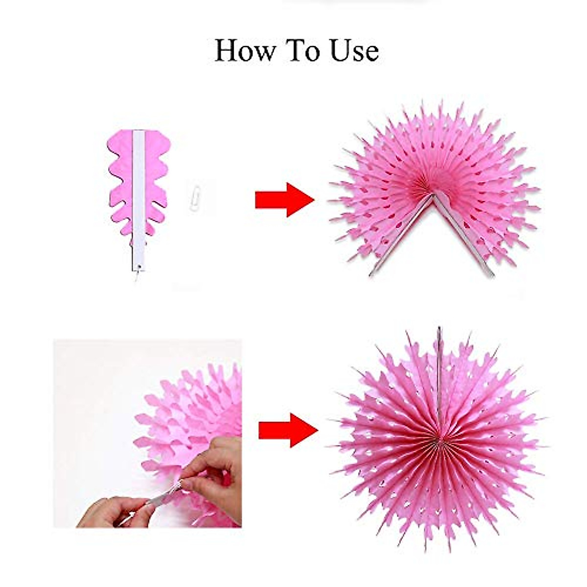 Rose Red Pink Party Decorations Hanging Pom Pom Paper Fan Glittering Circle Dot Garland Streamer Backdrop Girls Room Party Birthday Wedding Shower Bridal Shower Bachelorette Anniversary Decor