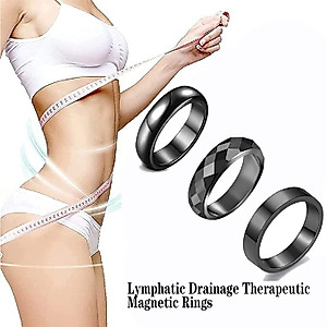 Hematite Rings for Women Anti-Swelling Black Obsidian Rings for Women Men (Ring Size 8)