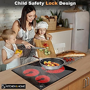 K&H 3 Burner 24 Inch Built-in Electric Stove Top Radiant Ceramic Cooktop Touch SLIDER Control 240V 6600W CE24-6605SL