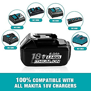 [New UPGRADER] 2Pack DSANKE 18V 6.0Ah BL1850B Battery Replacement for Makita 18V Battery BL1830 BL1850 BL1840 BL1850B-2 BL1845 BL1815 BL1820 BL1860B LXT-400 18-Volt Cordless Power Tools Batteries