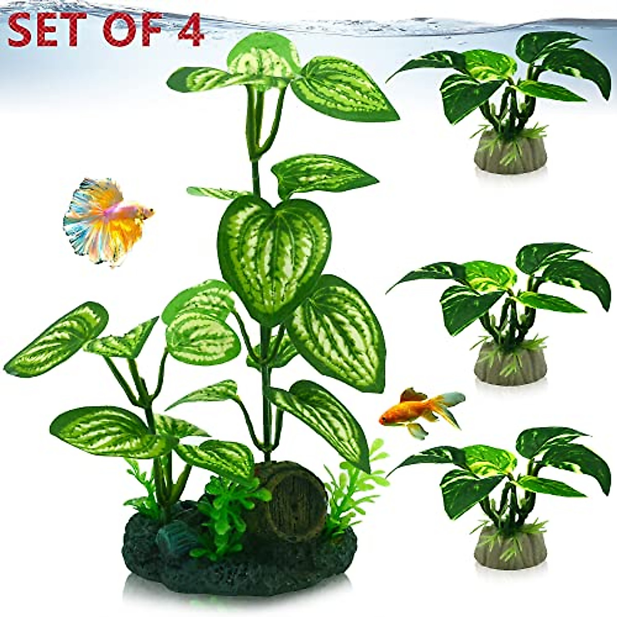 EDGCTYU Aquarium Silk Plants for Betta Fish Tank, Aquarium Plant Aquatic Water Grass Foreground Decor，Fish Tank Decorations(4PCS Green Grasses)