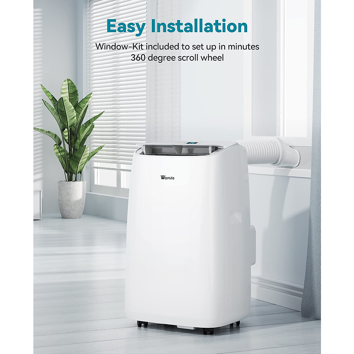 Portable Air Conditioner - Wamife 8150 BTU (DOE) | 12000 BTU (ASHRAE) Portable AC Unit, Voice Control with Alexa&Google Home, 4 IN 1 Cool/Heat/Dry/Sleep Modes, Floor Air Conditioner for 400 Sq.Ft.