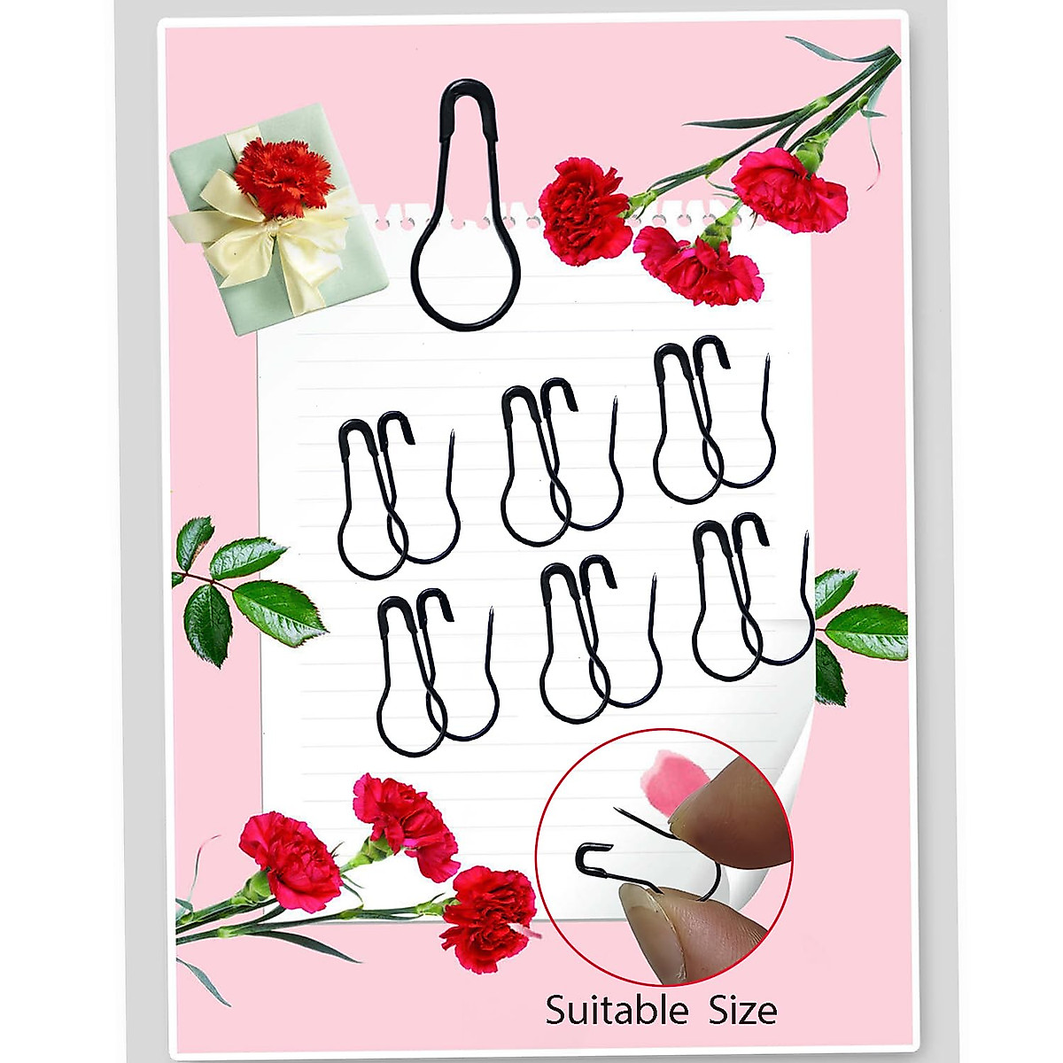 Transun Moo 500Pcs Black Safety Pins 0.8" Metal Bulb Pins Gourd Pin Clothing Tag Pins Calabash Pin for DIY Craft, Home Accessories