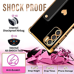 Likiyami (3in1 for Motorola Moto G Stylus 5G 2022 Case (NOT FIT 4G) Heart Women Girls Girly Cute Luxury Pretty with Stand Phone Cases Black Gold Love Hearts Aesthetic Cover+Screen+Chain for 6.8 inch
