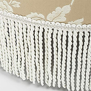 Jennifer Taylor Home Yolanda Collection Traditional Modern Cotton Blend Hand Tufted With Cord and Fringe Round Ottoman, Neutral 24" x 14"
