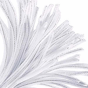 Cuttte Pipe Cleaners Craft Supplies - 100pcs White Pipe Cleaners Craft Kids DIY Art Supplies, Pipe Cleaner Chenille Stems, White Pipe Cleaners Bulk (6 mm x 12 inch)