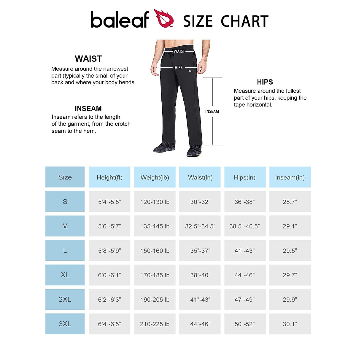 BALEAF Men's Fleece Lined Sweatpants Winter Athletic Workout Cold Weather Thermal Warm Open Bottom Pants with Zipper Pockets Black S