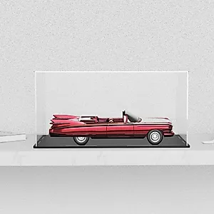 SVENJBB Acrylic Display Case, 13x6.7x6.3 Inch Cube, Clear Acrylic Boxes with Matte Black Base for 1:18 Scale Diecast Model Car