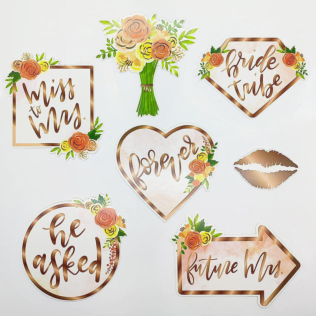 Wedding Bridal Shower Photo Booth Props, 20 Pieces Rose Gold Bachelorette Party Decorations, Wedding Party Photobooth Props, Wedding Bridal Shower Bachelorette Party Supplies, Bride to Be Photo Props