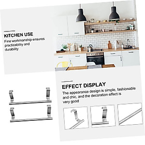 Zerodeko 2pcs Stainless Steel Towel Rack Over Door Towel Bar Over The Door Towel Holder Rattan Lamp Shade Cabinet Door Hanging Pole Cabinet Towel Holder Tea Towel Multifunction